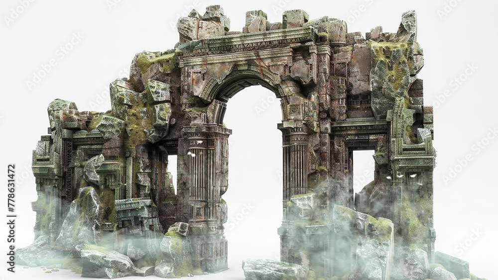 white background with old fantasy ancient ruin. a highly detailed 3d ...
