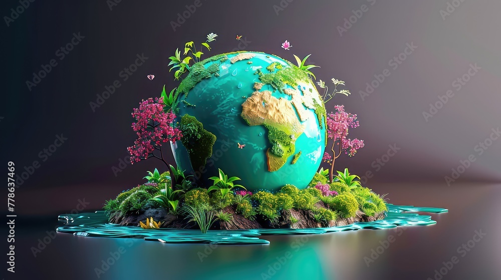 World environment and Earth Day concept with globe, nature and eco ...