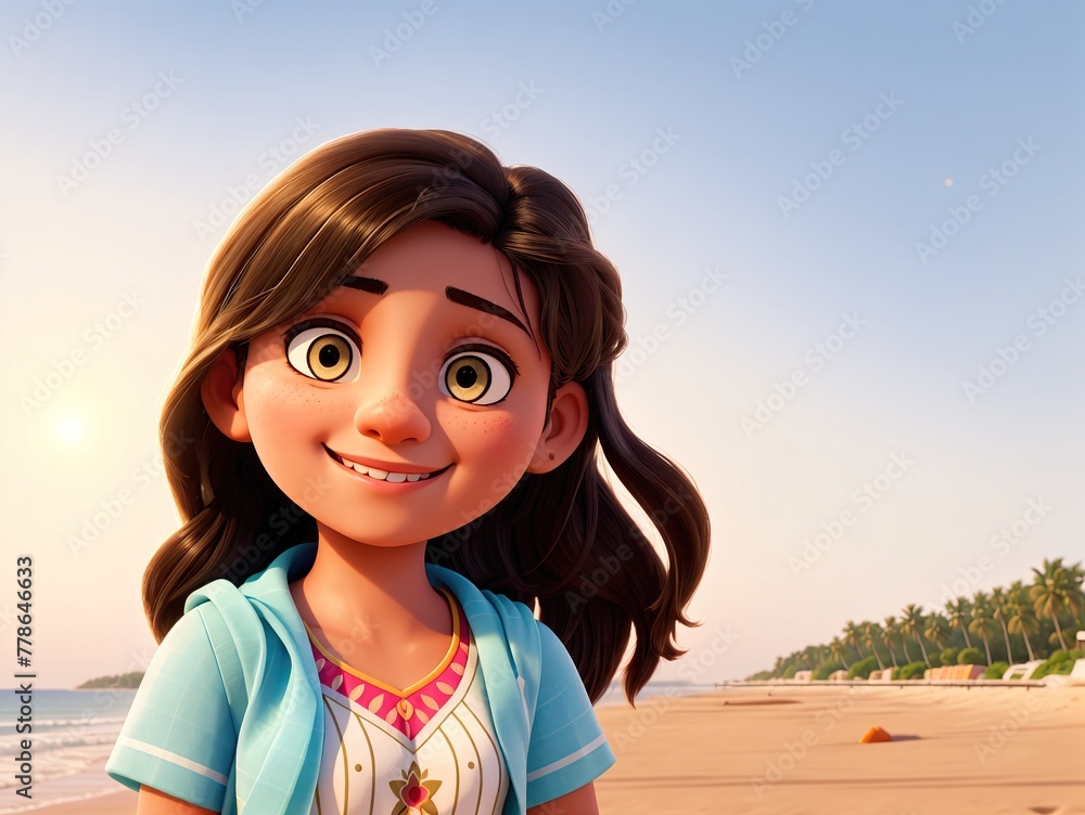A young girl standing on the beach, looking out at the ocean. Stock ...