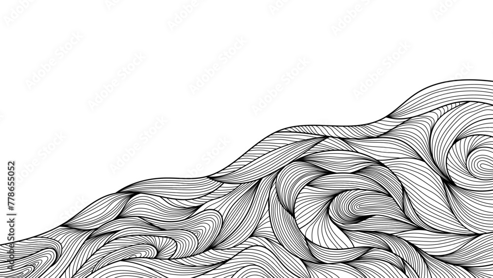 Linear background pattern. Thin abstract black lines on a white ...