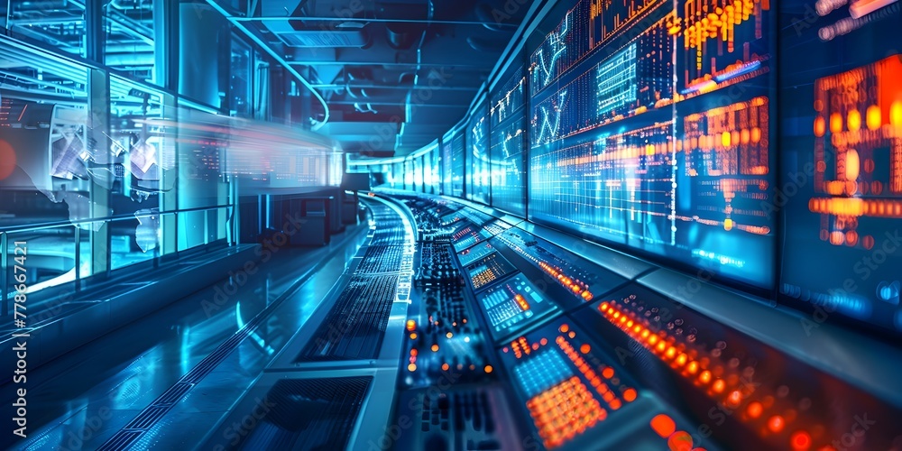 Futuristic Electric Grid Control Room with Advanced Digital Monitoring ...