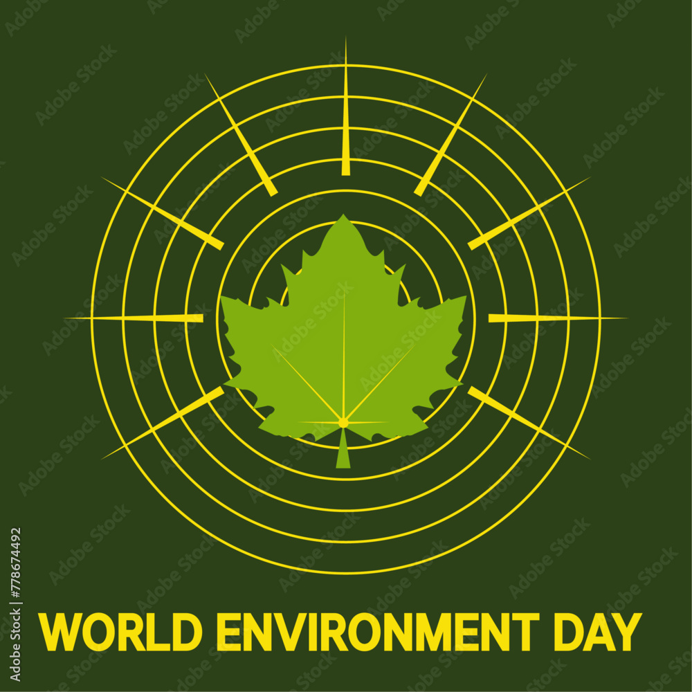 World Environment Day, beautiful green ecology logo design, maple leaf ...