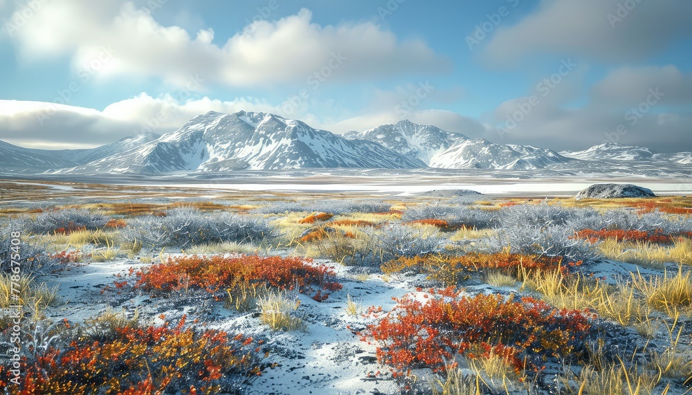 Arctic Tundra, Barren expanses of frozen tundra with patches of ...