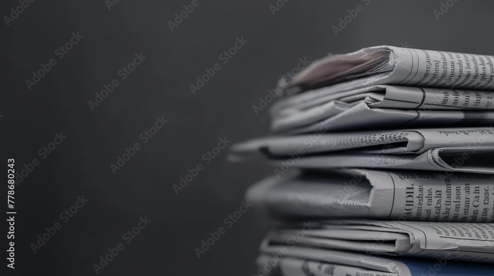 Title: "Media Stack" Art Description: A stack of newspapers against a ...