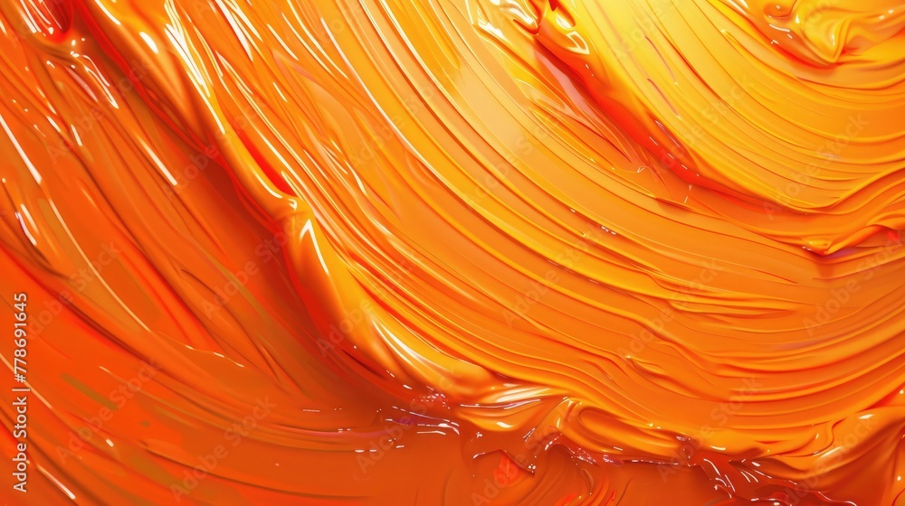 Acrylic orange paint brush strokes, vector bright spiral gradient waves ...