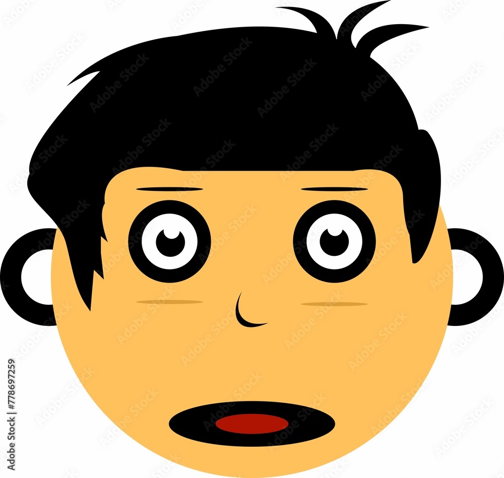 child with apple emoticon cartoon, face, illustration, vector, boy ...