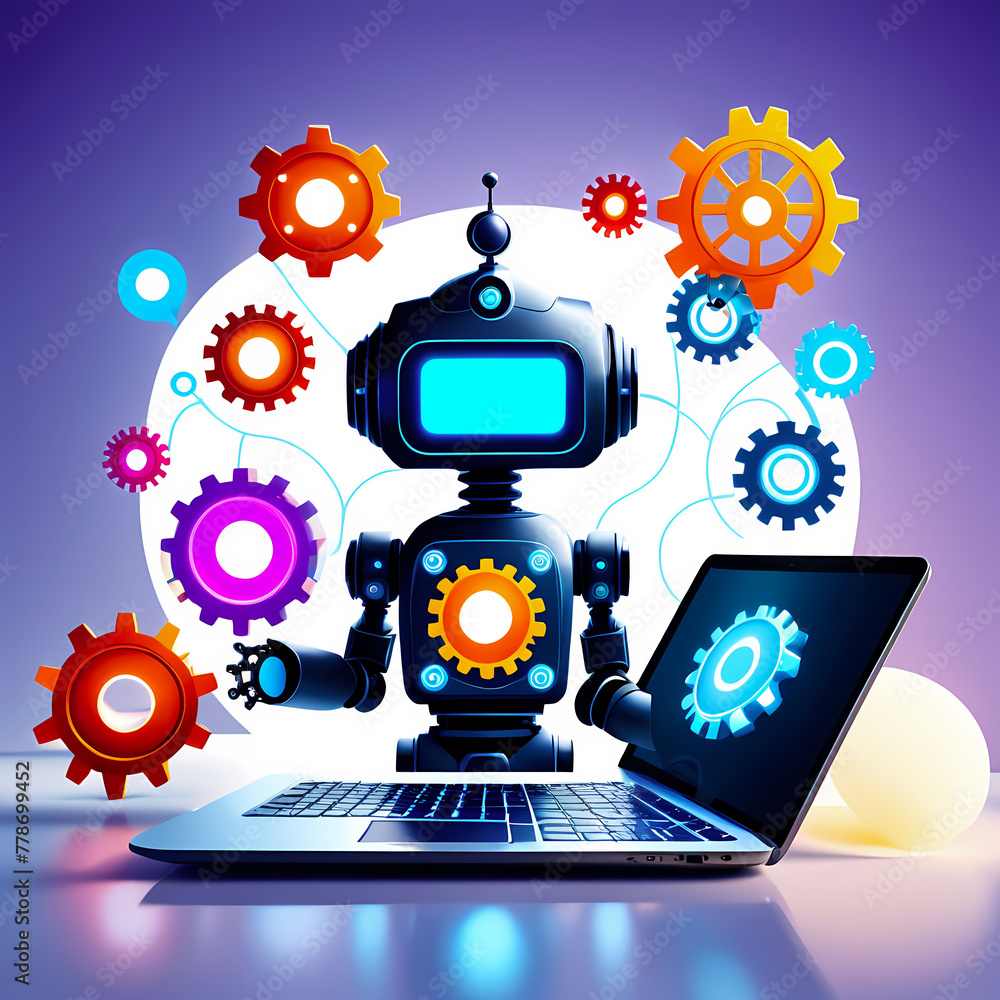 An engaging image of a robot AI assistant offering support, depicted ...