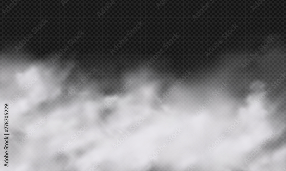 Vector white cloud, misty fog pattern or fire smoke overlay effect on ...