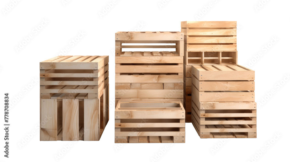 wooden wood crate box on transparent background. Mockup template for ...