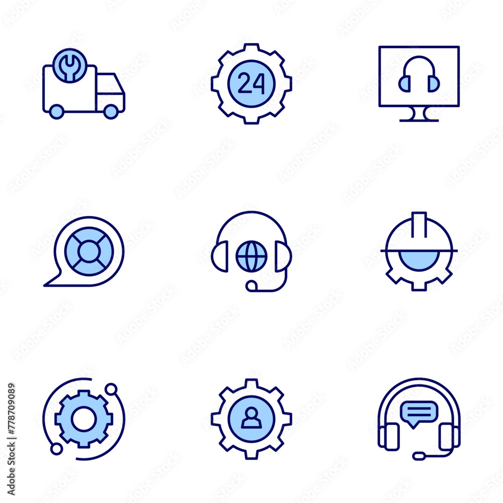 Vecteur Stock Support icon set. Duo tone icon collection. Editable ...