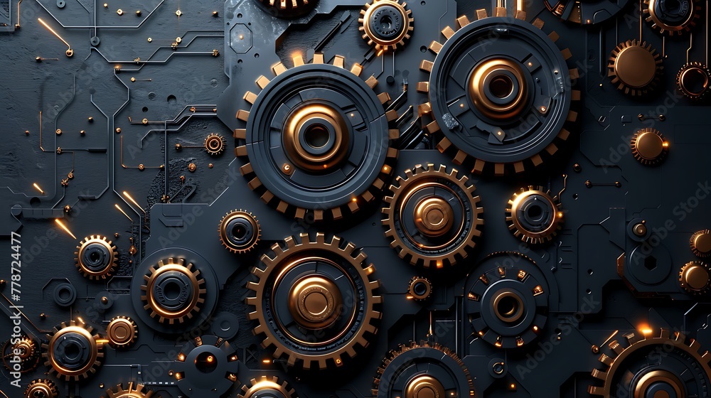 A complex array of interconnected gears and cogs symbolizing machinery ... A complex array of interconnected gears and cogs symbolizing machinery ...