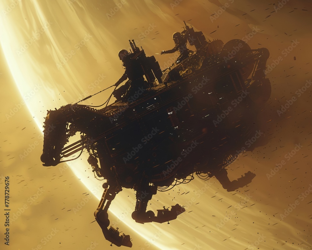 Mechanical Steed, clockwork mechanisms whirring, carrying the explorers ...