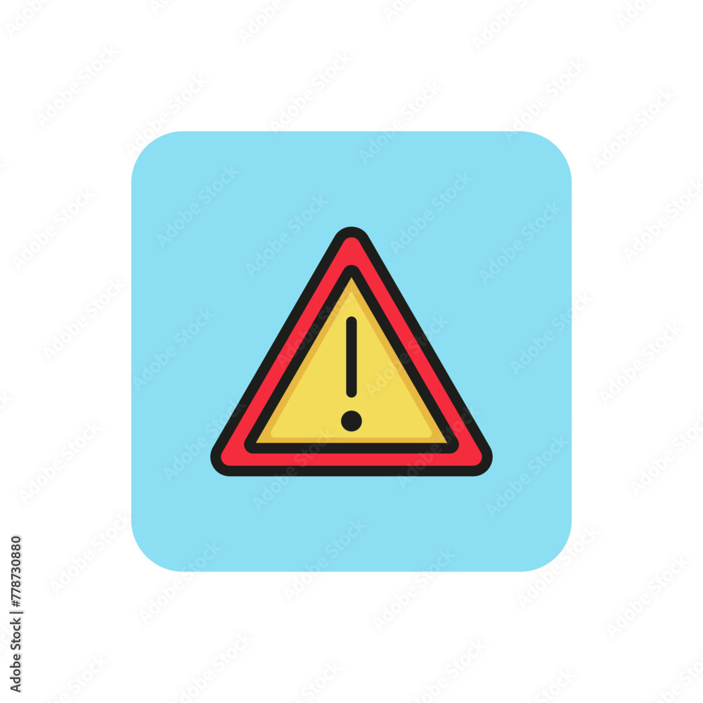 Line icon of exclamation mark in triangle. Attention sign, hazard ...