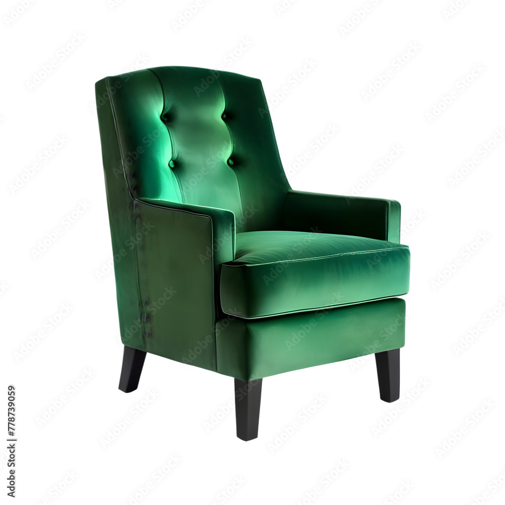 Emerald green parsons chair with a high back and no arms, Transparent ...
