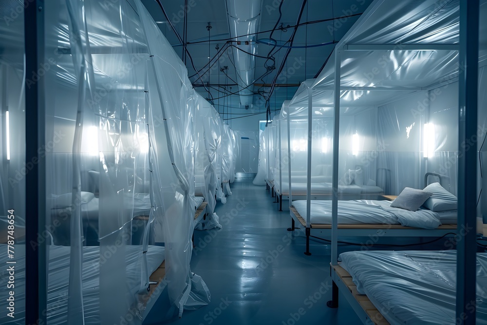 Isolated hospital ward implementing containment measures to prevent the ...
