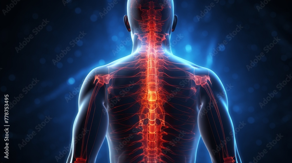 Understanding back pain through diagrams and explanations Stock ...