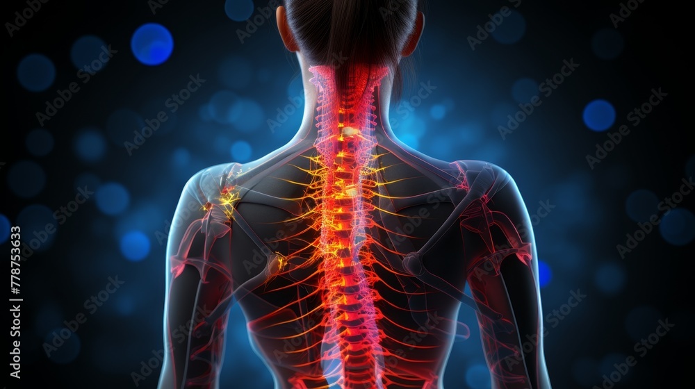 Understanding back pain through diagrams and explanations Stock ...
