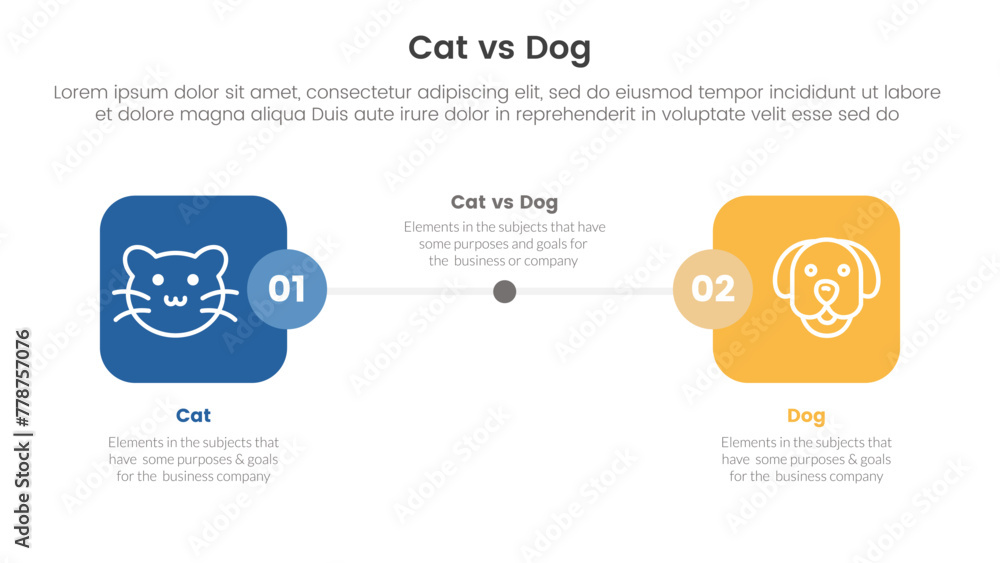 cat vs dog comparison concept for infographic template banner with ...