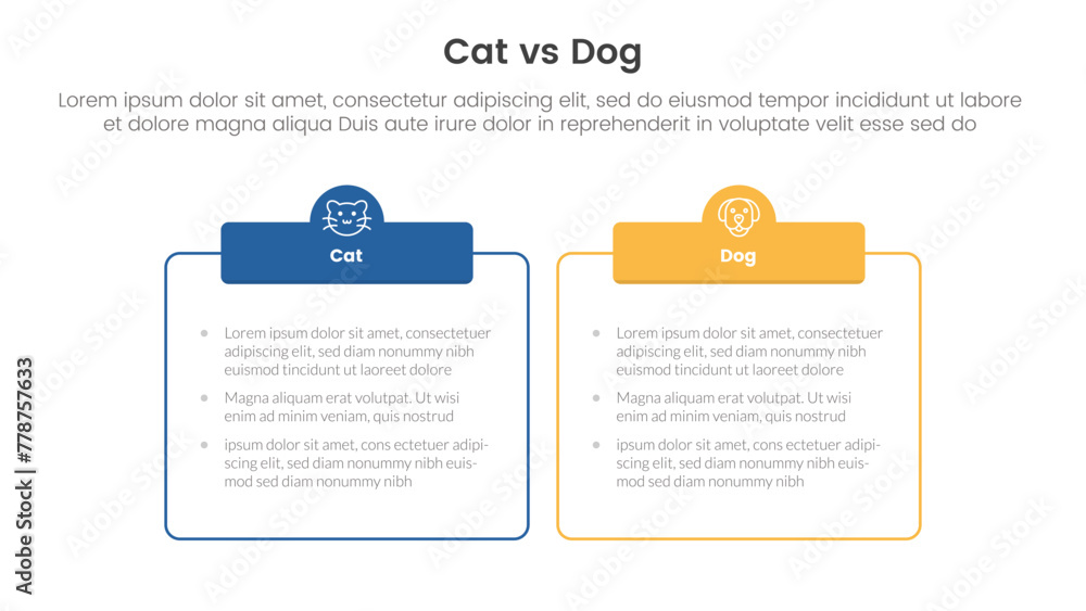 cat vs dog comparison concept for infographic template banner with ...