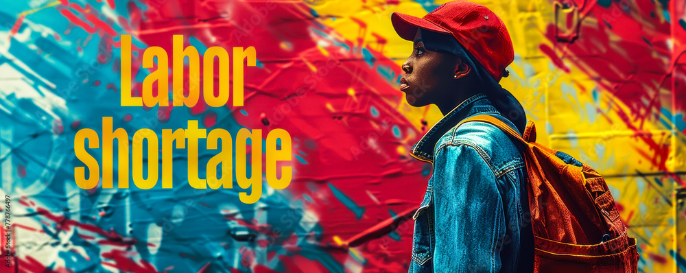 Bold graphic design highlighting the pressing issue of labor shortage ...