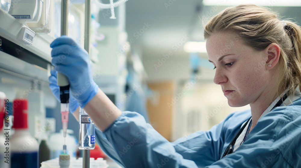 Mujer doctor científico analizando muestra de química en laboratorio de investigación de ciencia ...