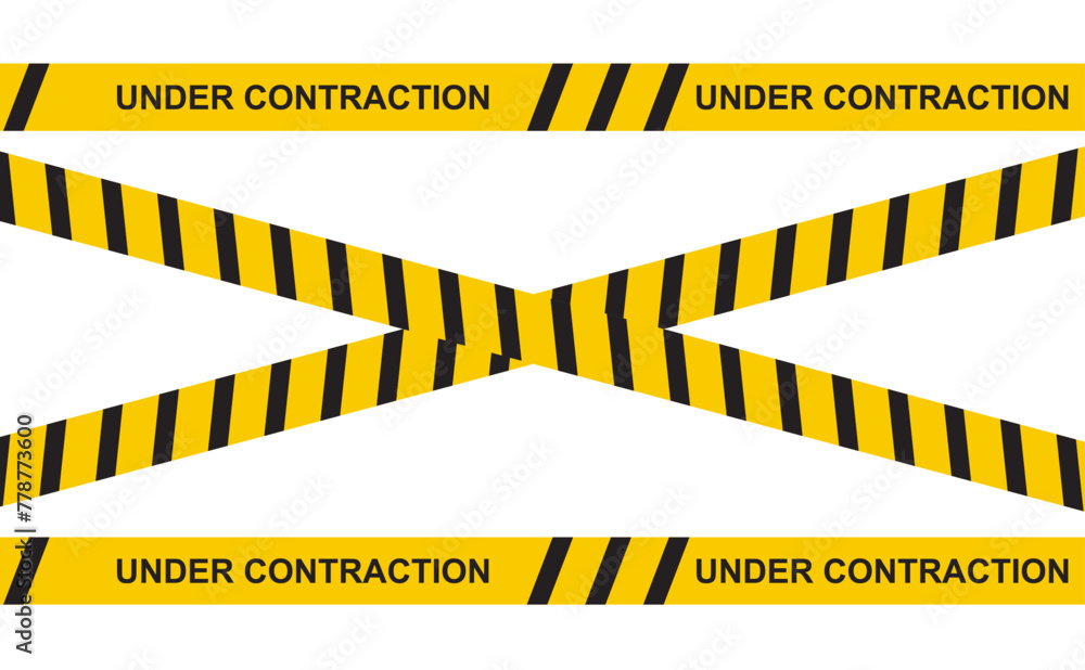 Warning label, police line, warning tape, danger signs on white ...