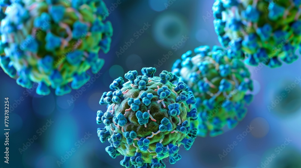 graphic hpv virus, with focus graphics elements border, blue and green ...