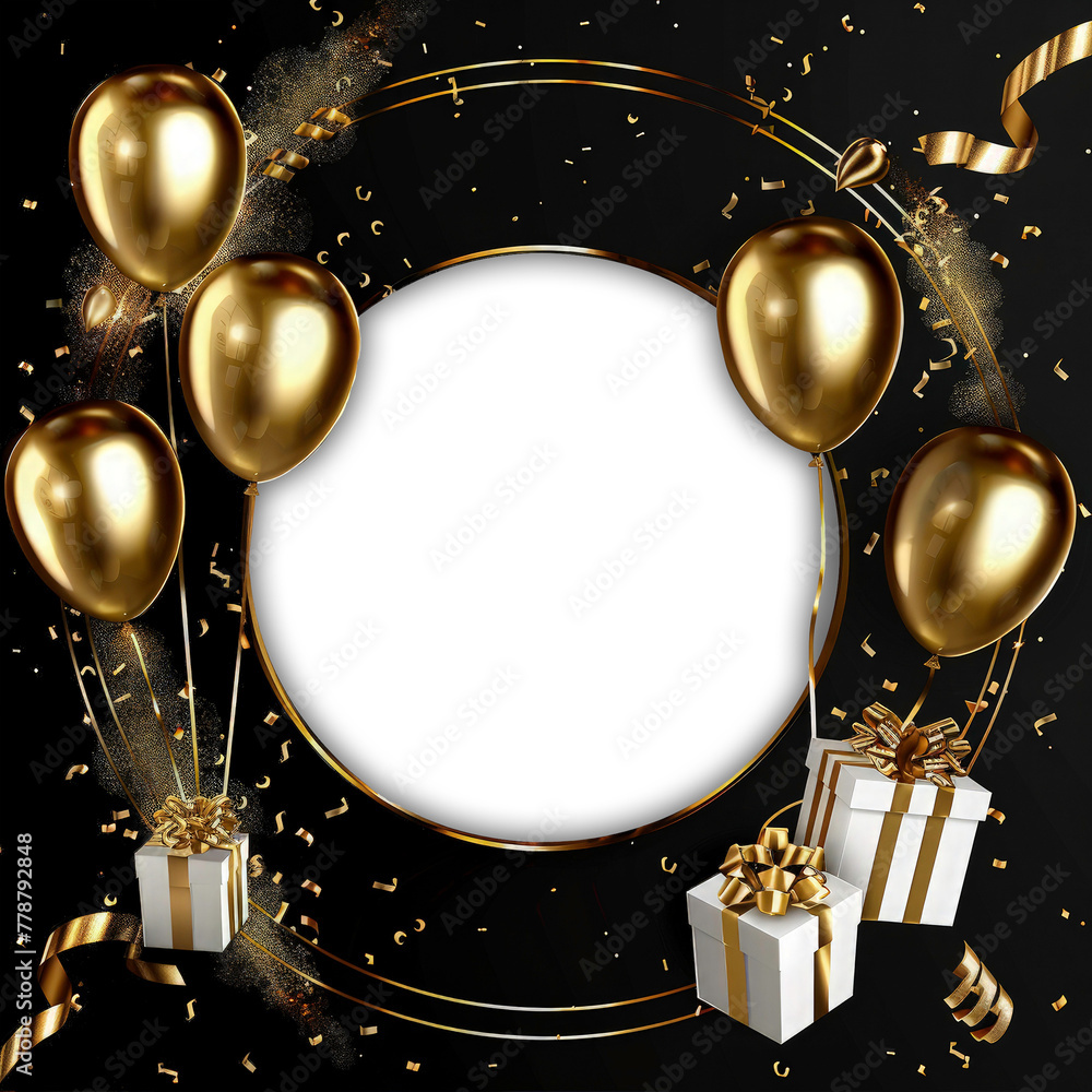 Birthday invitation card black and golden template with mockup ...