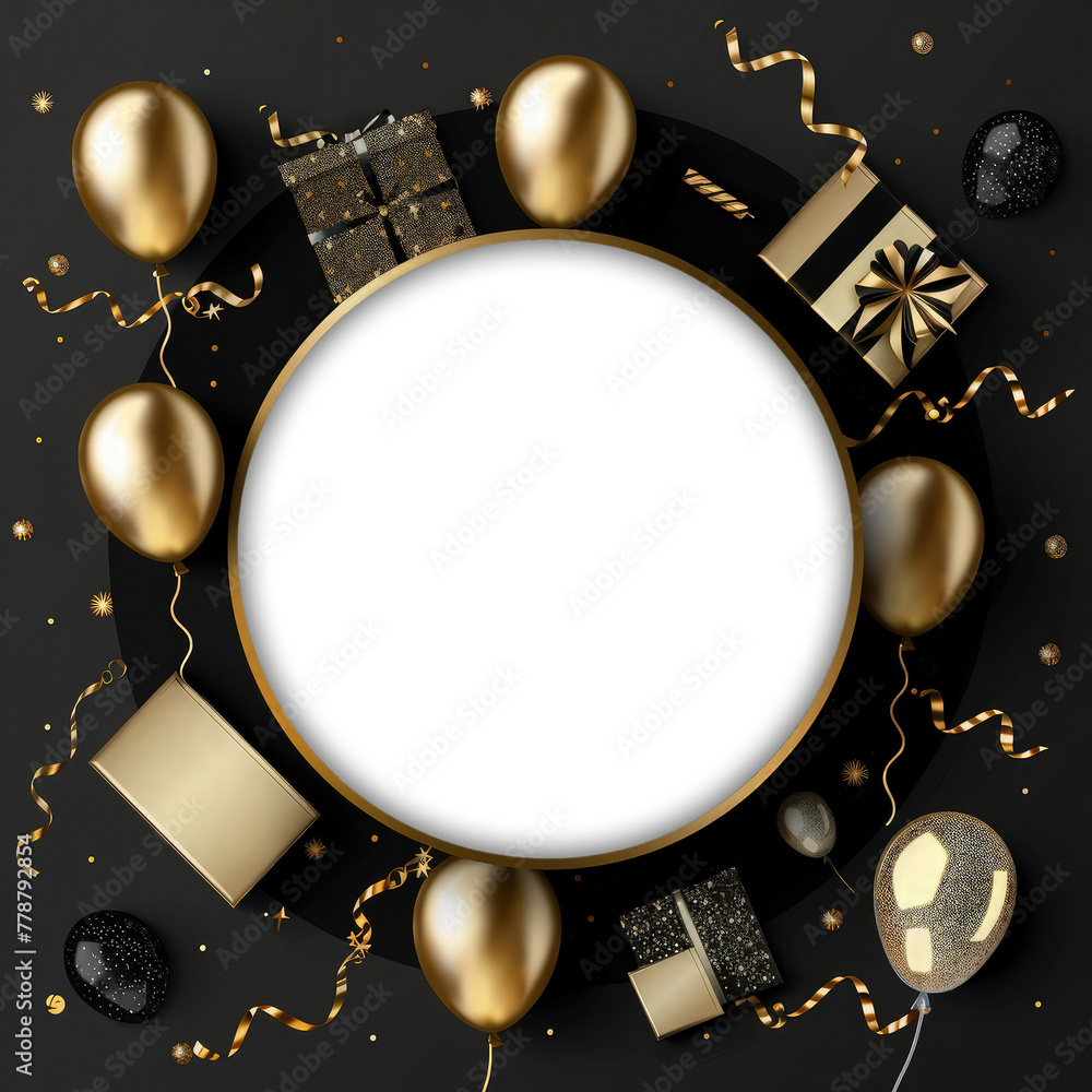 Birthday invitation card black and golden template with mockup ...