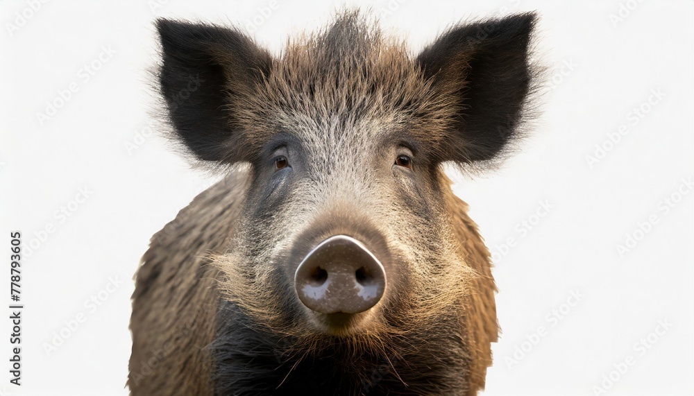 wild boar face shot isolated on transparent background cutout Stock ...