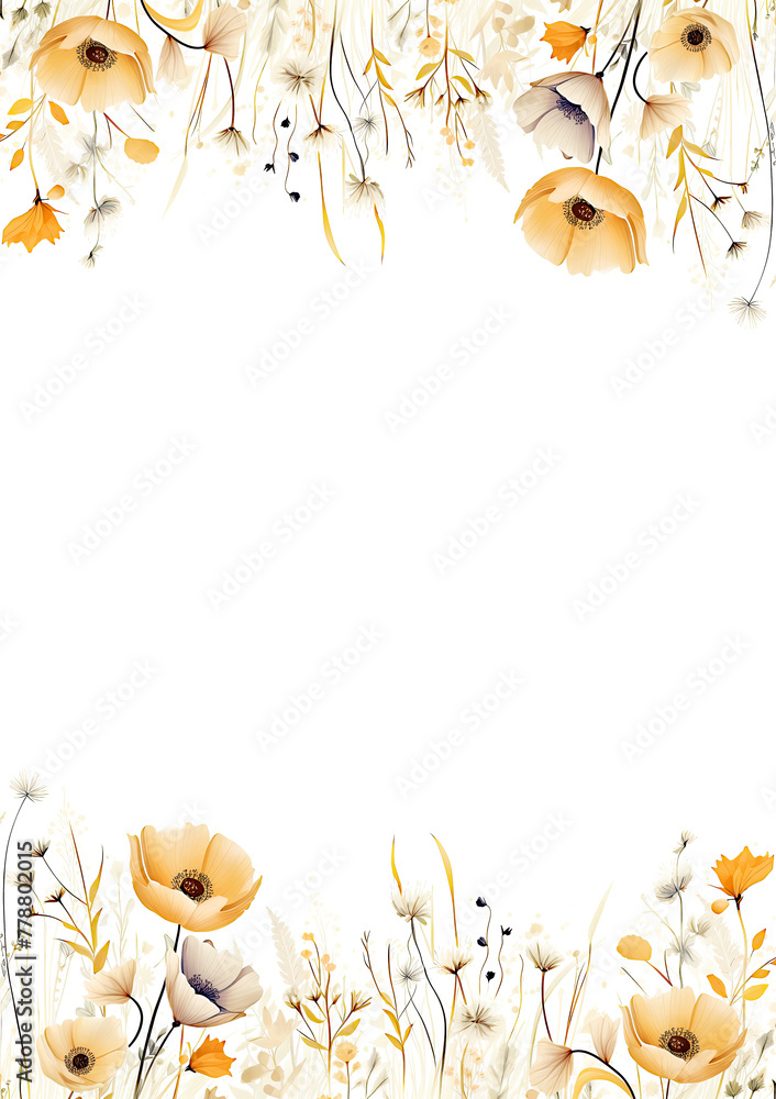 Watercolor Boho Floral Banner Background with Copy Space Stock ...