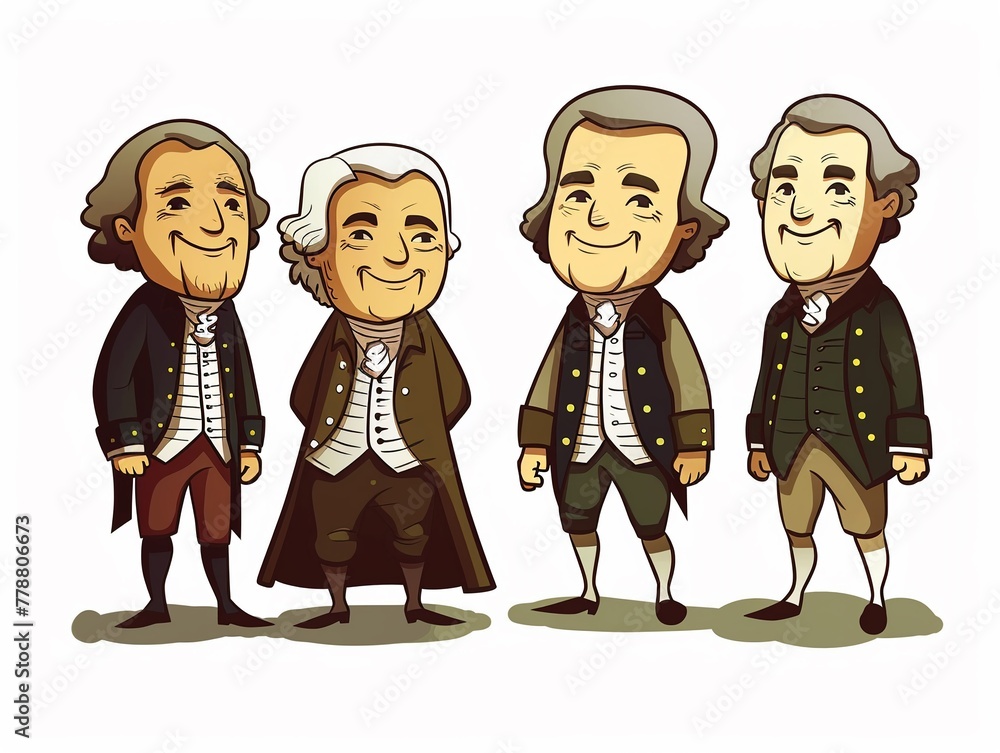 Cartoon Caricatures of Historical Figures Stock Illustration | Adobe Stock