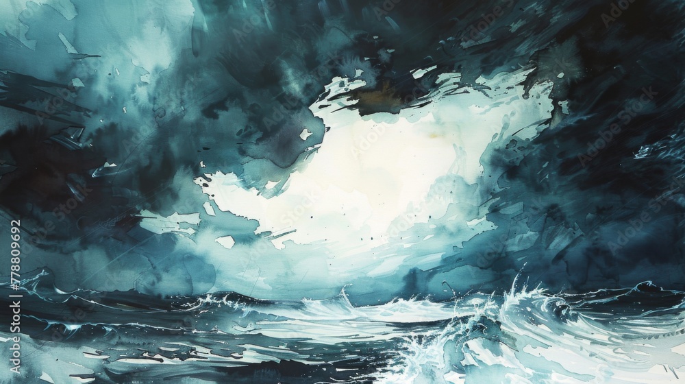 An expressive watercolor painting that captures the dynamic and raw ...