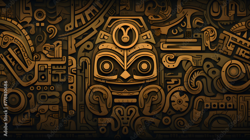 Ancient maya wall art wallpaper, maya style pattern background, maya ...