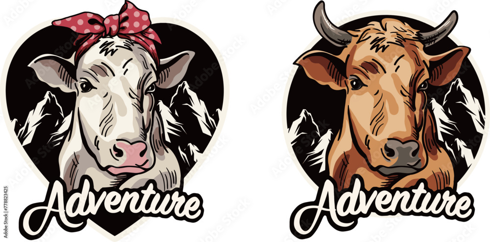 Cow vector drawing, suitable for logo or emblem.logo for a livestock ...
