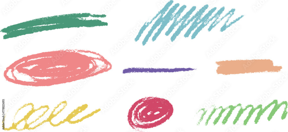 Hand-drawn underlining elements, brush with crayon effect, chalk ...