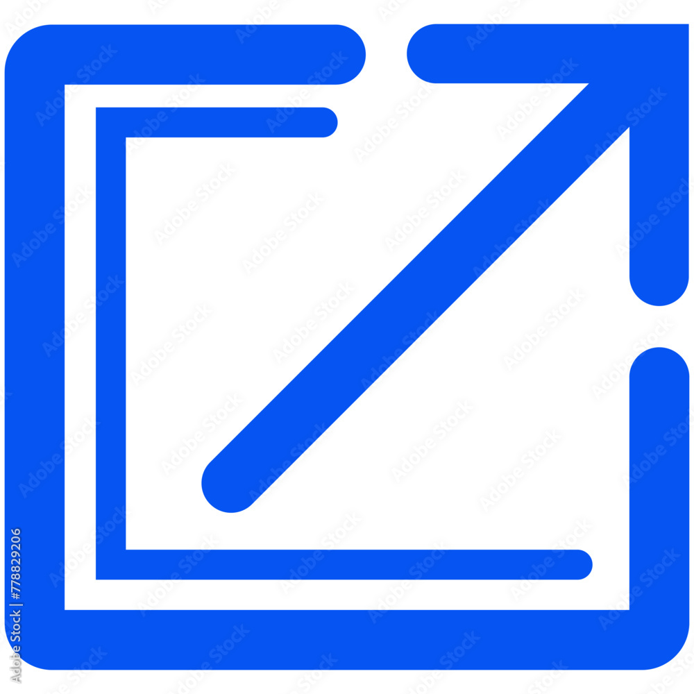 Blue open in new icon, blue arrow symbol, vector illustration. Stock ...