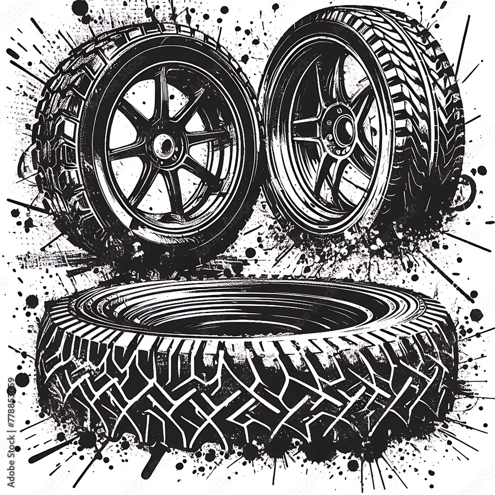 Tire tread marks, wheel textures, tire marks - car racing, motocross ...