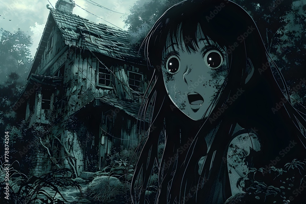 Haunting Gothic Anime Mansion Conveying Eerie Emotions Through Textual ...