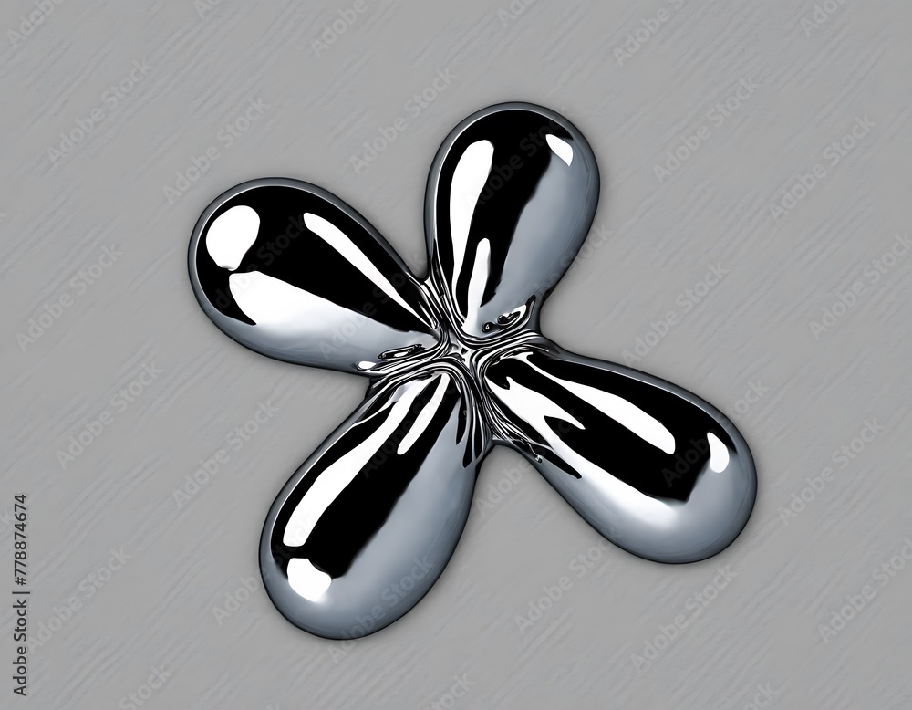 Shiny 3D chrome letter X, retro futuristic balloon bubble style ...