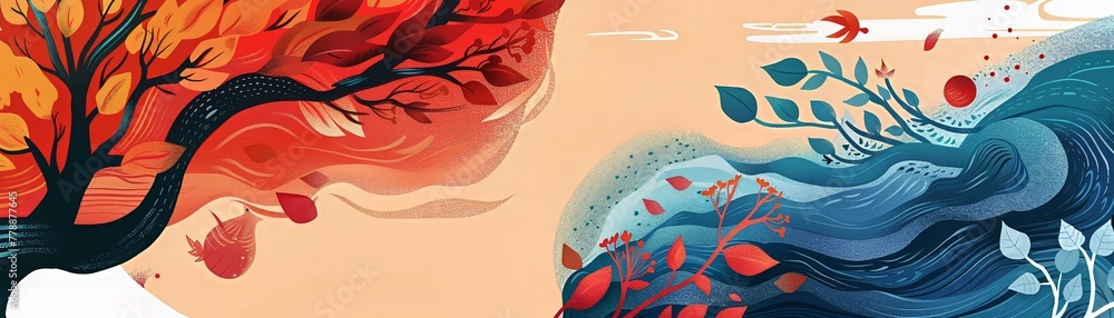 Explore the theme of opposites by illustrating contrasting elements ...