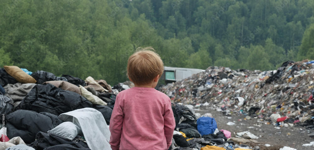 tired poor child kid boy caucasian, collect garbage for sale because of ...