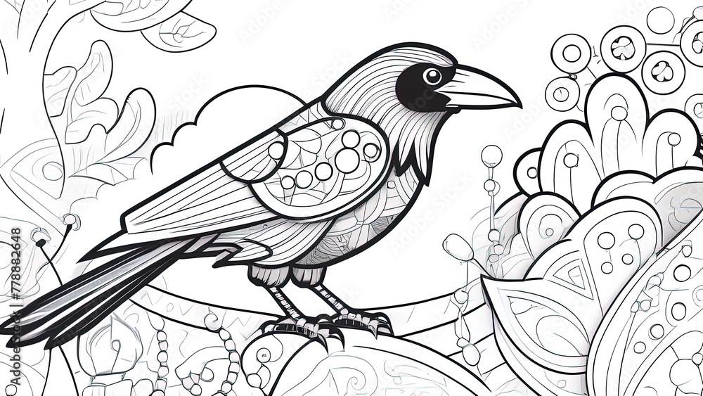 Doodle sketch bird in zentangle style for coloring book page. Animal ...