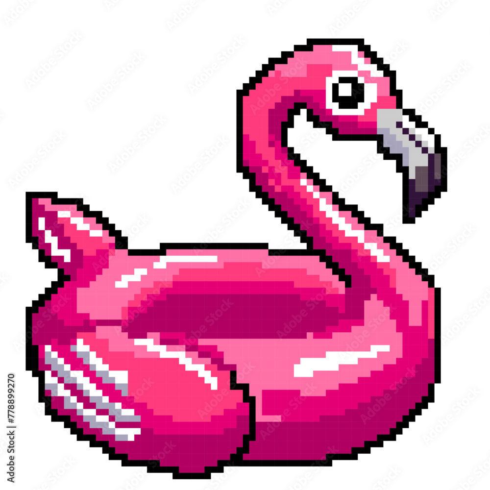 Summer vacation icons set in pixel art design isolated on white ...