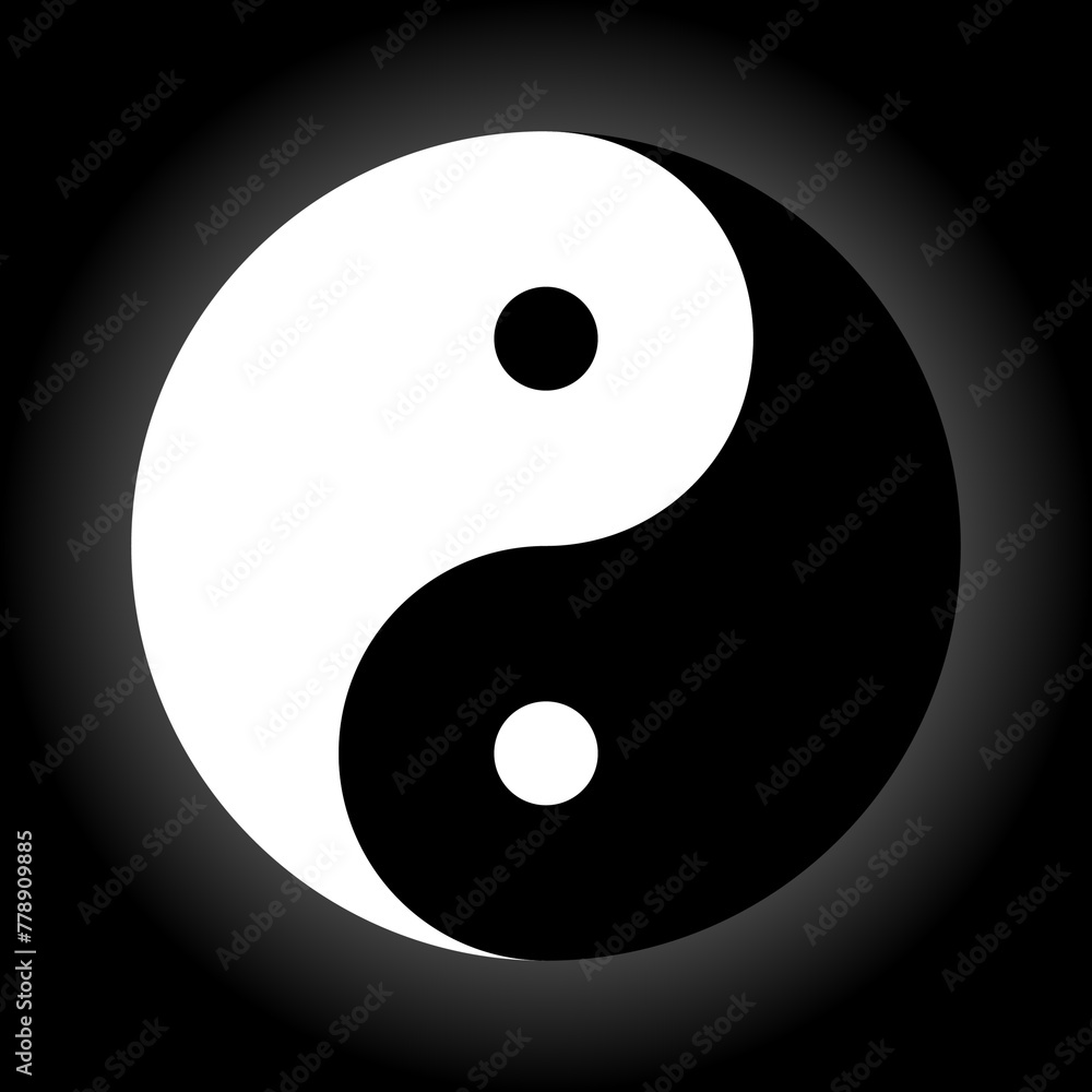 Poster Illustration depicting the yin yang symbol in black and white ...