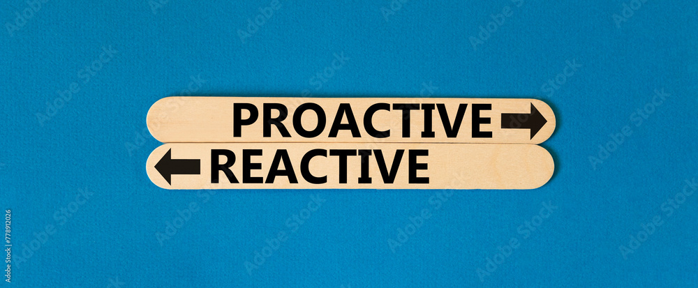 Proactive and reactive symbol. Concept word Proactive Reactive on ... Proactive and reactive symbol. Concept word Proactive Reactive on ...