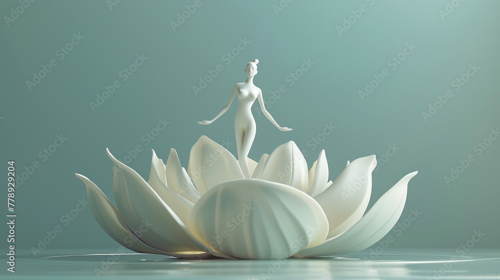 3D render clay style concept art of a woman's figure emerging from an ...