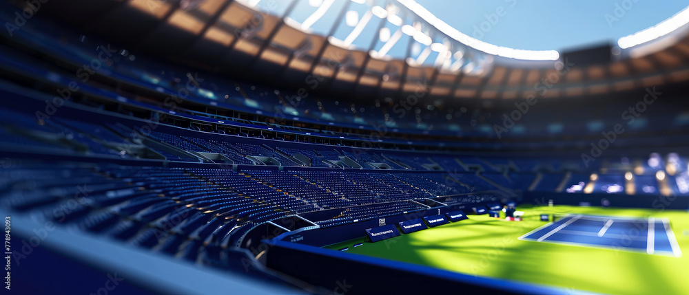 Professional tennis cort, stadion, arena. An aerial view. 3d scene ...