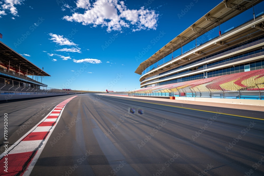 Racetrack background featuring an outdoor race track arena with no one ...