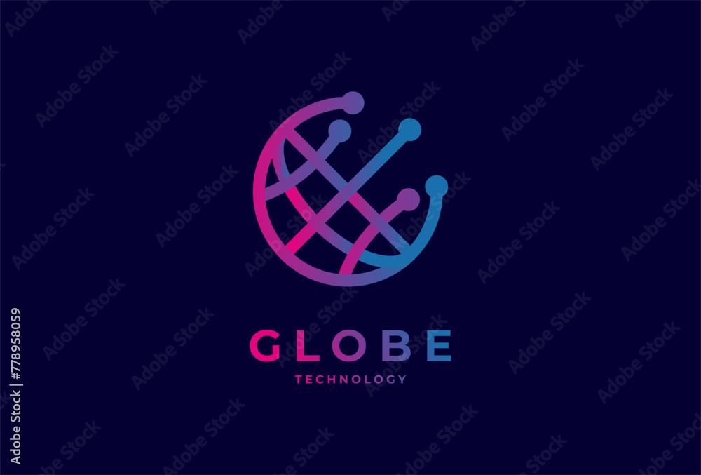 Globe Technology Logo Design, world globe logo template, usable for ...